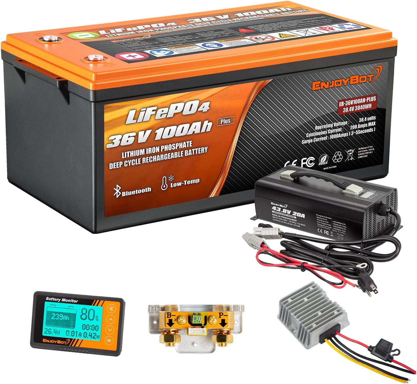 Amazon.com: Enjoybot 36V 100Ah Plus LiFePO4 Lithium Golf Cart Battery ...