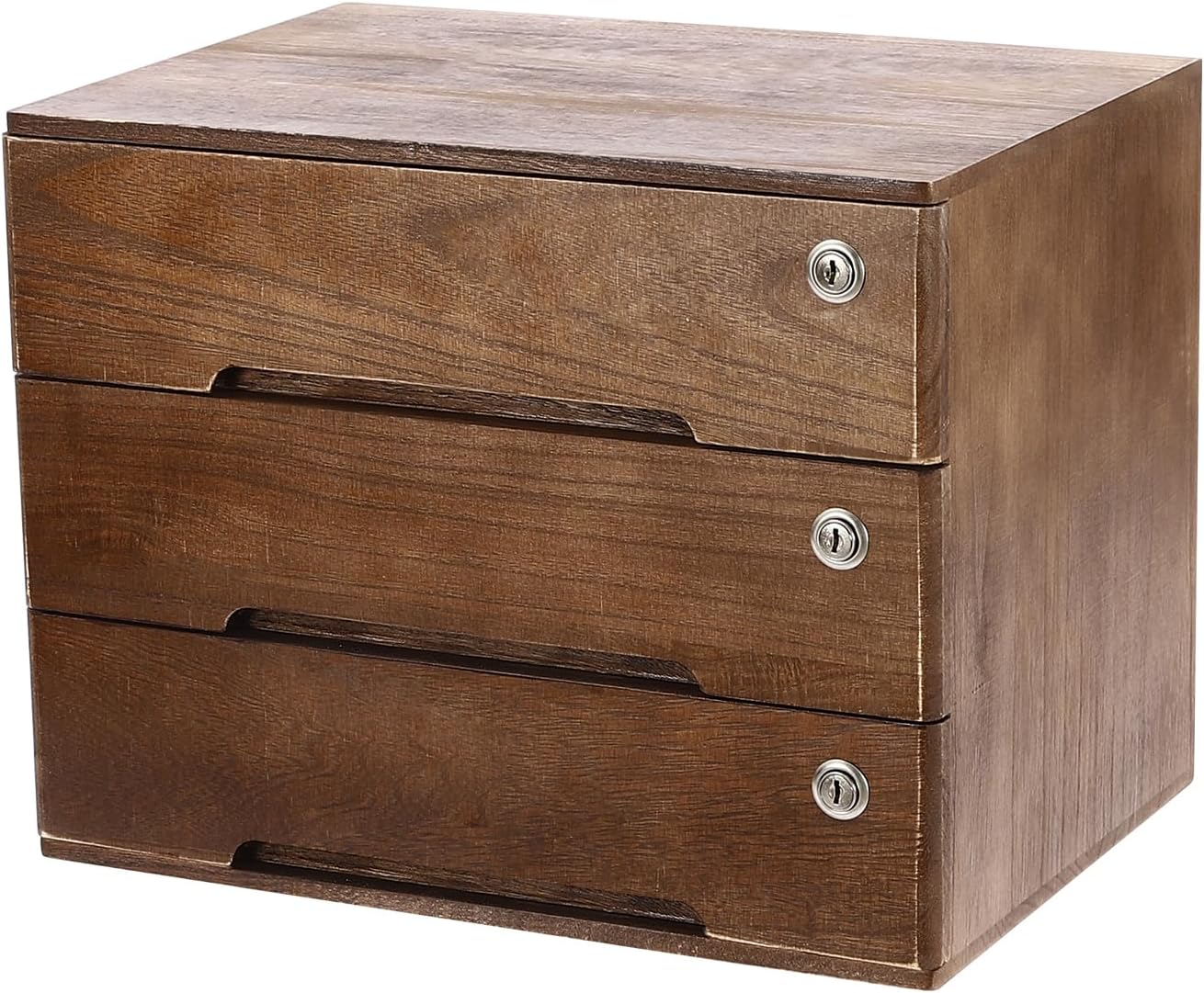 Amazon.com: KONGKUNI Wooden Desktop Storage Cabinet with 3 Lockable ...