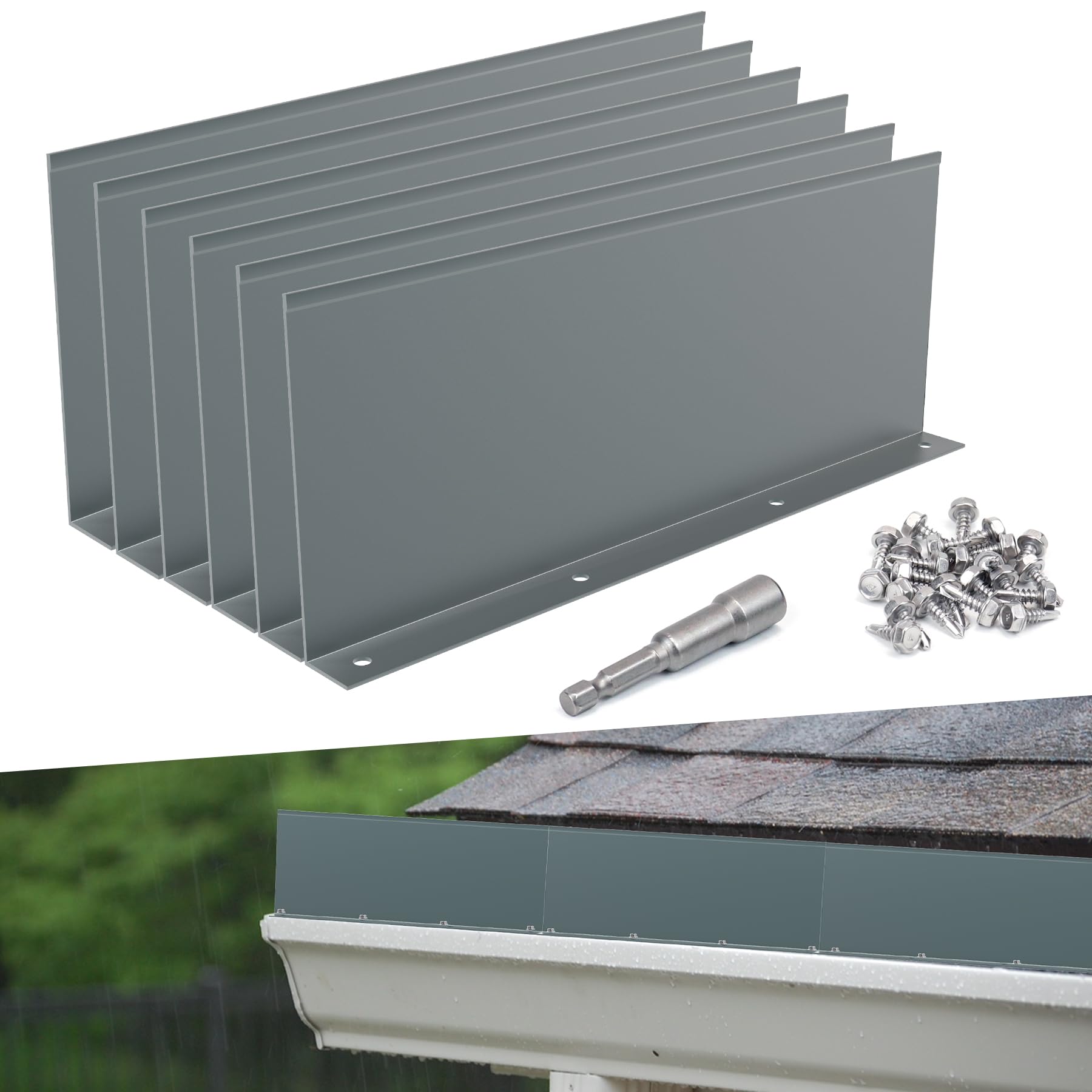 Powrocket 6 Pack Aluminum Gutter Valley Splash Guard,Keep Water From ...