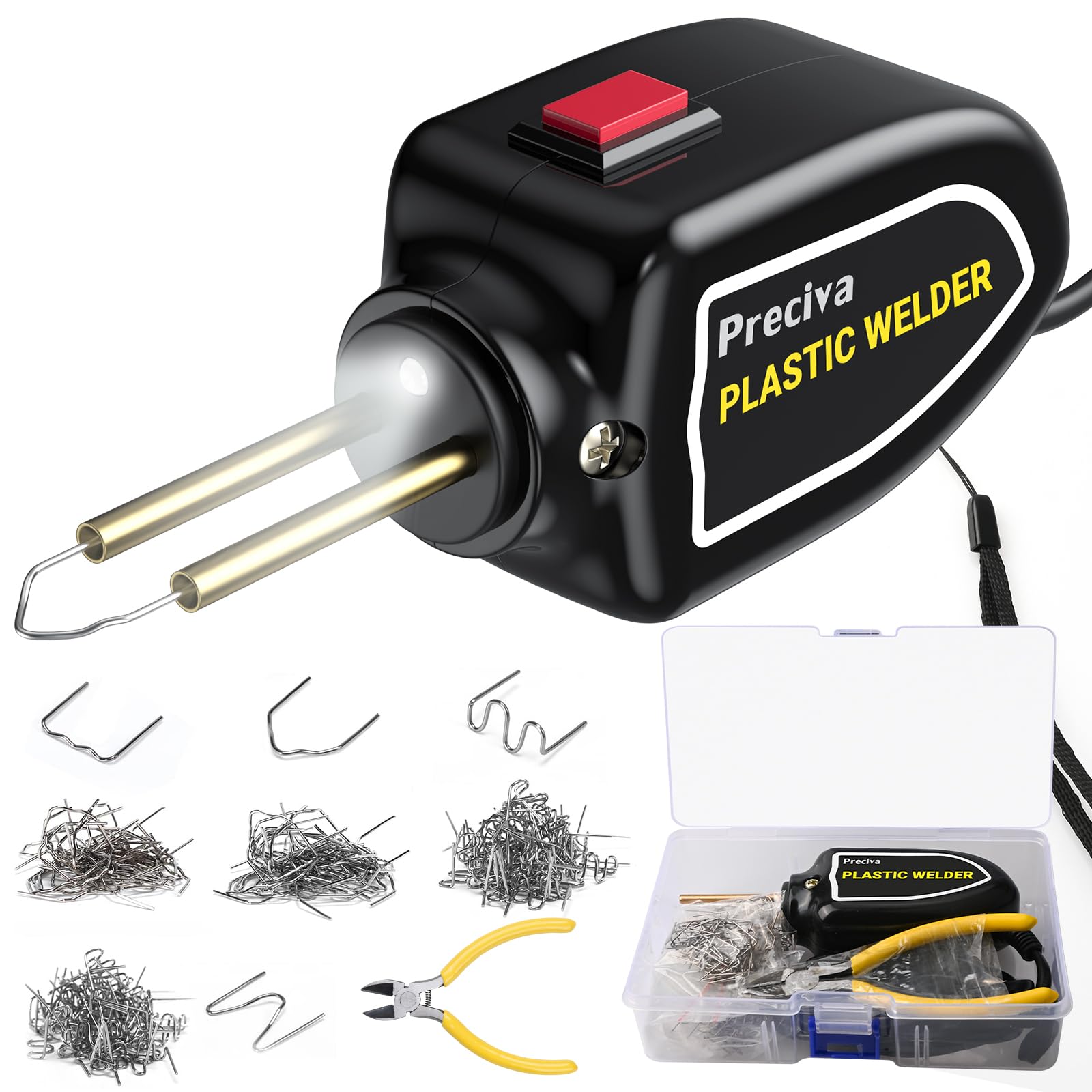 Portable Plastic Welding Kits，4 Shapes/200pcs Hot Staples,Preciva 100W ...