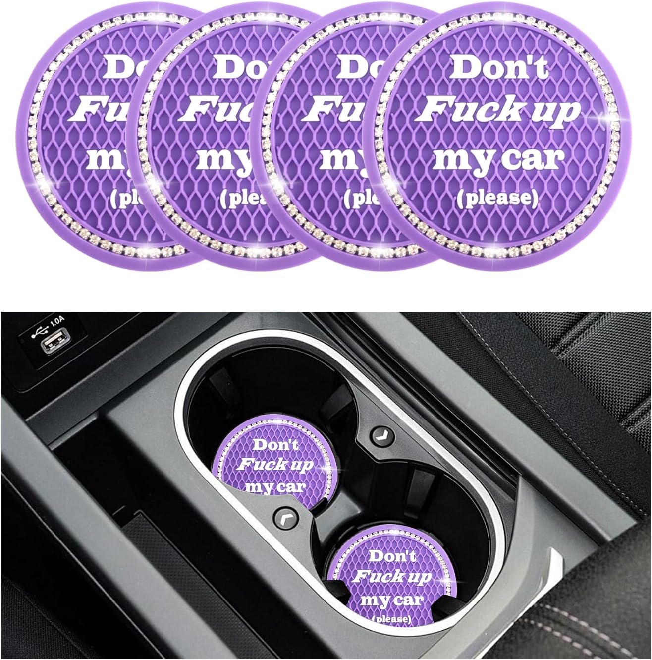 Amazon.com: Kewucn 2 Pack Bling Car Cup Holder Coasters, 2.78 inch Anti ...