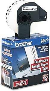 Brother Genuine DK-2214 Continuous Length Black on White Paper Tape for ...