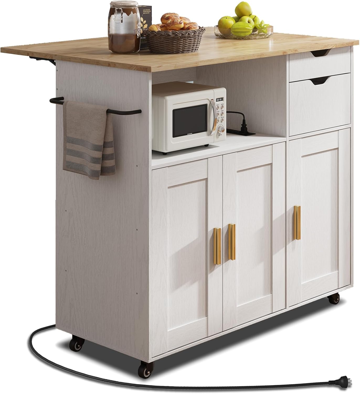 Amazon.com: ASTRONAPE Rolling Mobile Kitchen Island Cart Bar with ...