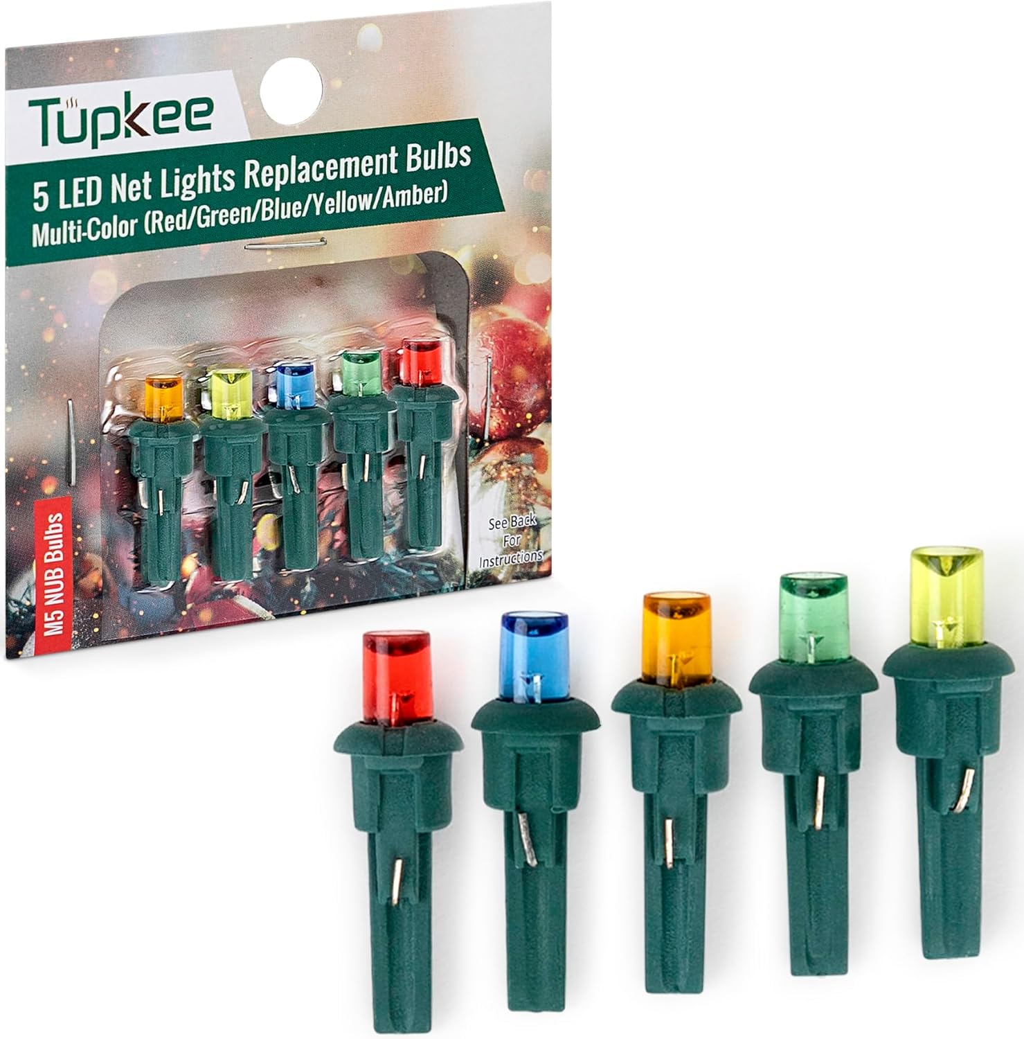 Tupkee Net Lights Replacement Bulbs - LED Multi-Color M5 NUB Bulbs - 5 ...