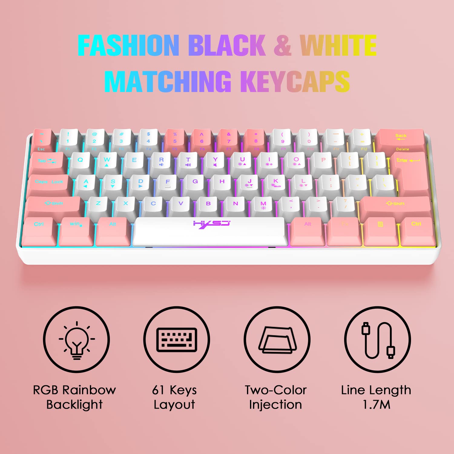 Snapklik.com : RGB Gaming Keyboarfd And Mouse,Compact 61Keys Mini Wired ...