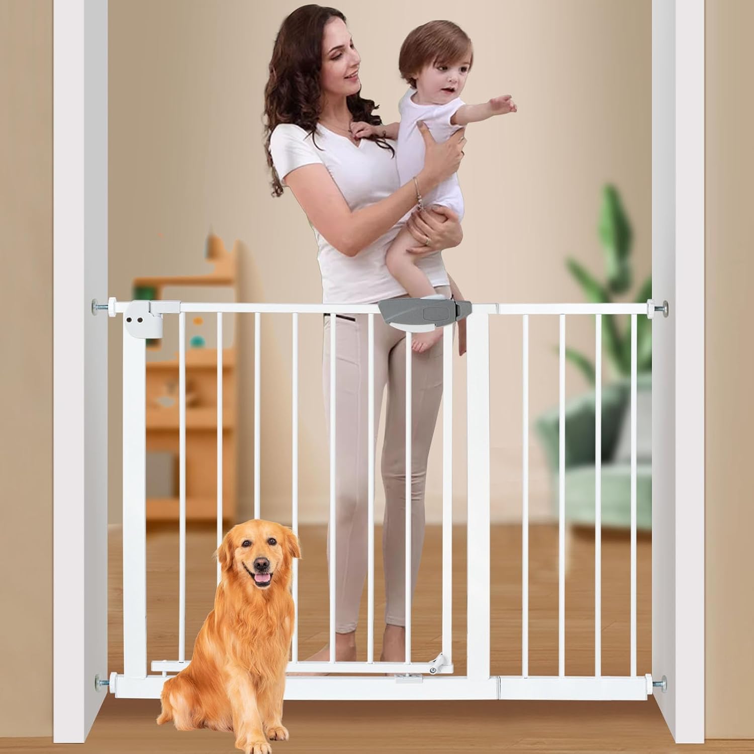 SKY-TOUCH Auto Close Safety Baby Gate, Extra Wide Child Gate 75-84cm ...