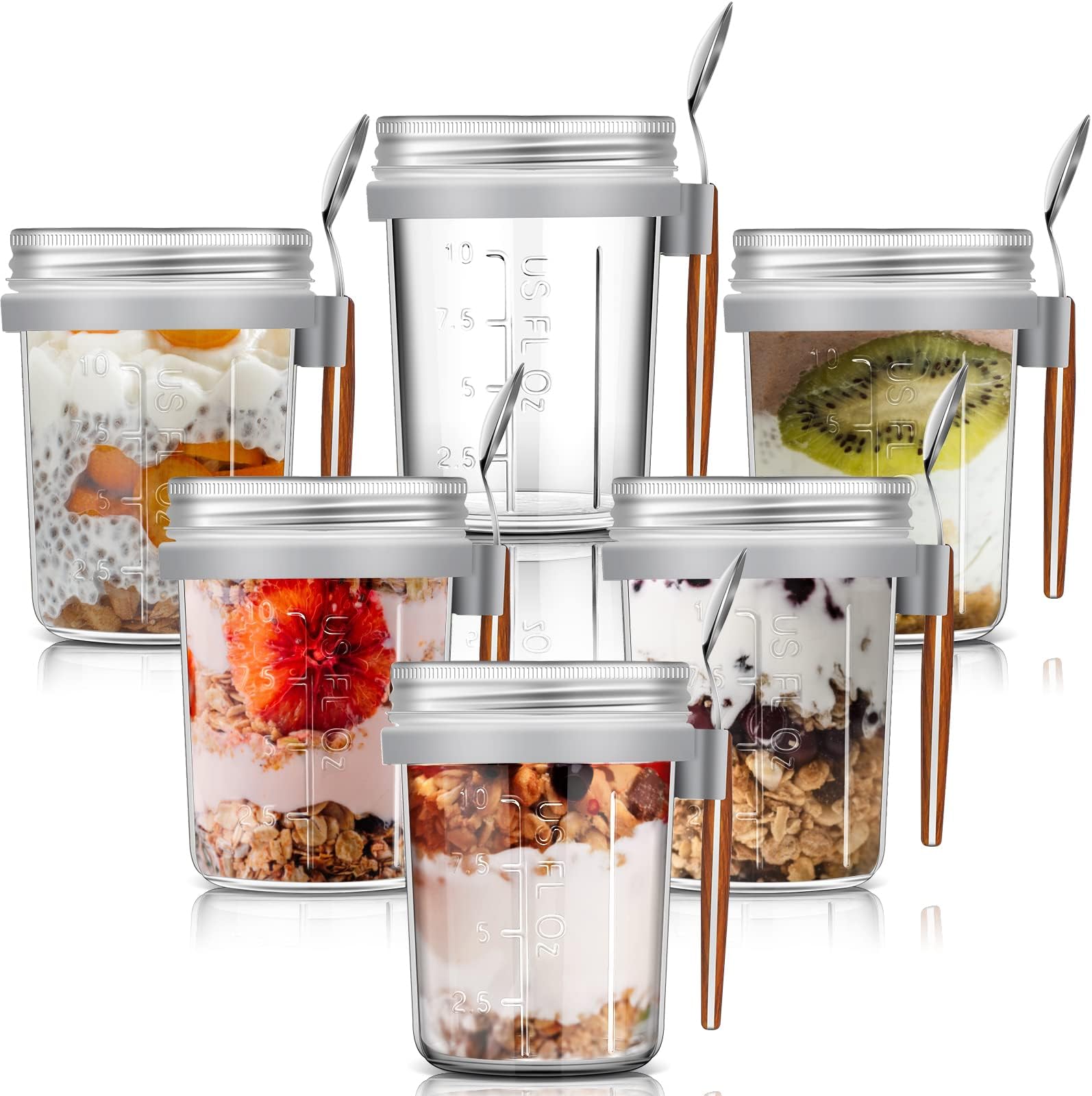Amazon.com: Tessco Overnight Oats Containers with Lids and Spoons Set ...