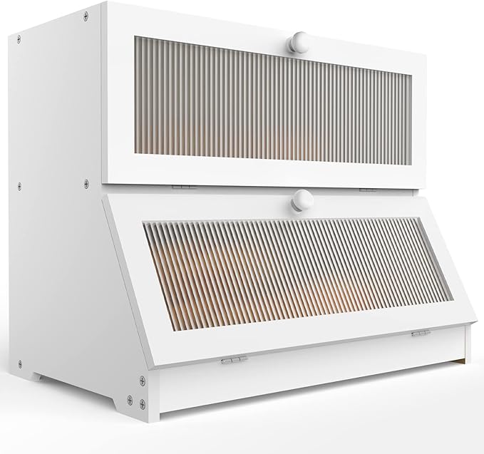 Amazon.com: LOHASOK Double Layer Bamboo Bread Box for Kitchen Counter ...