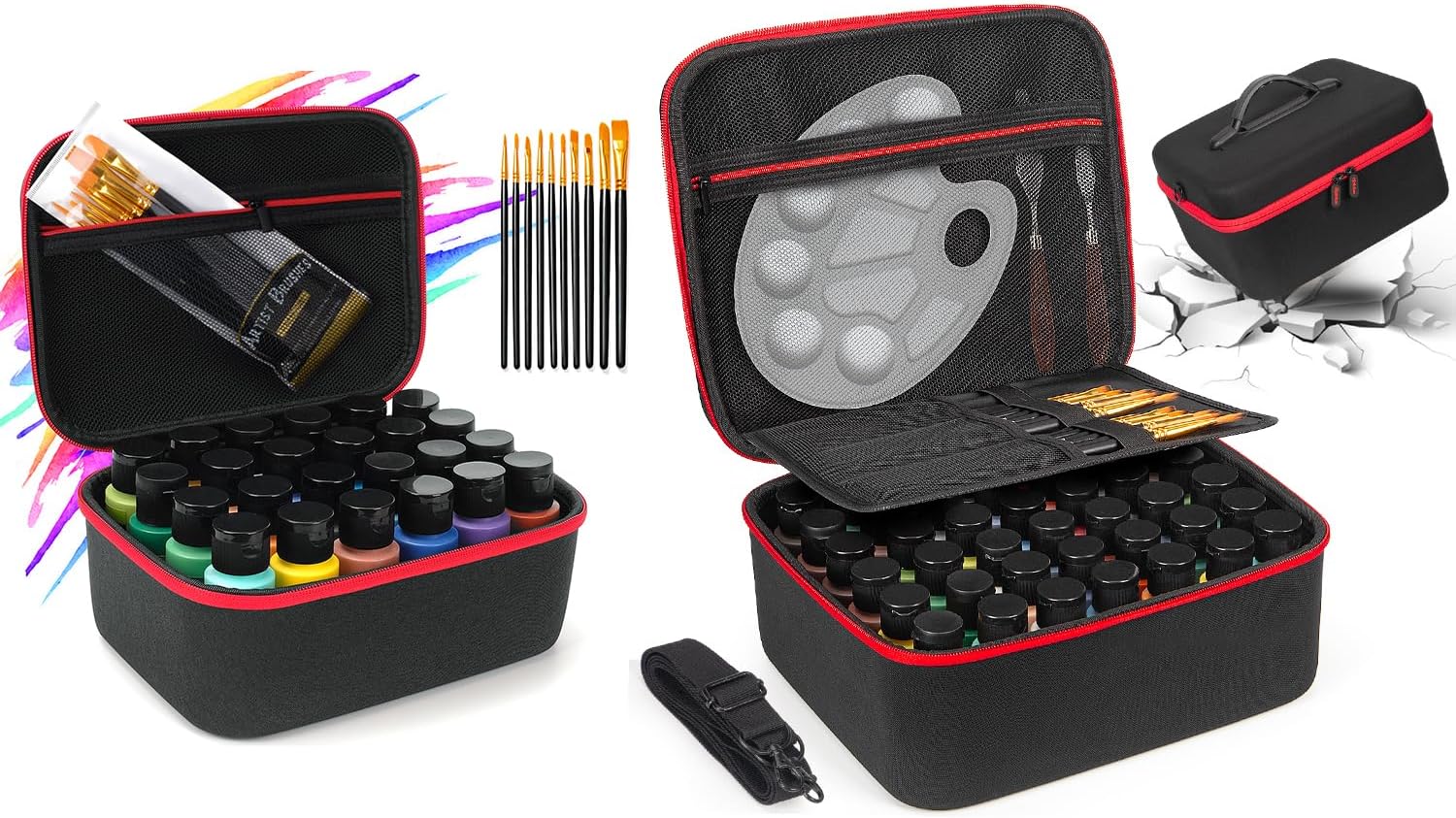 Amazon.com: Bjabtan Acrylic Paint Organizer Case for 42 and 24 Bottles ...