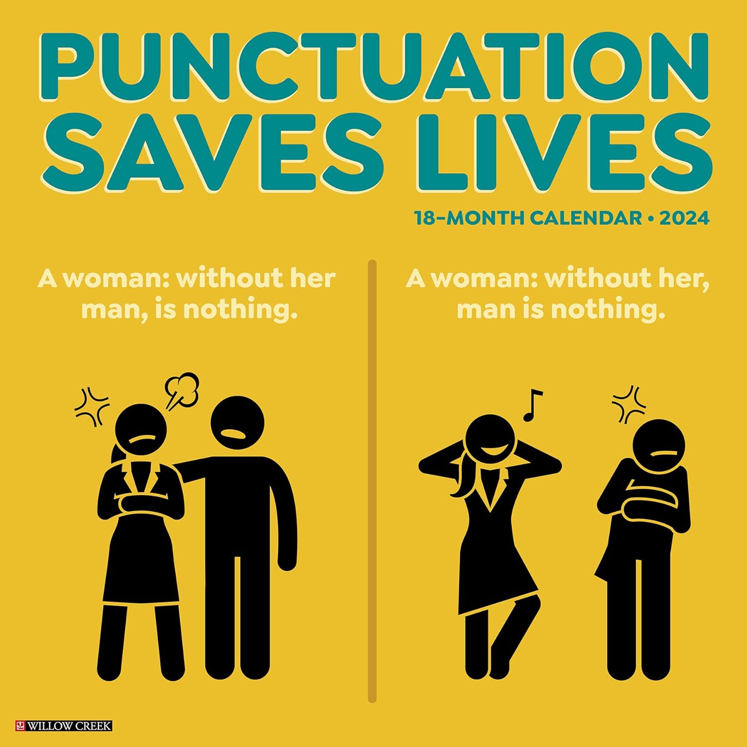 Punctuation Saves Lives 2024 12 X 12 Wall Calendar : Willow Creek Press: Amazon.in: Books