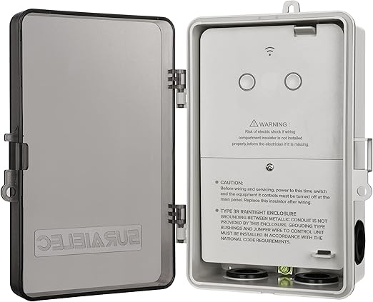 SURAIELEC WiFi Pool Timer, 120/277V Individual Switches Pool Pump Timer ...