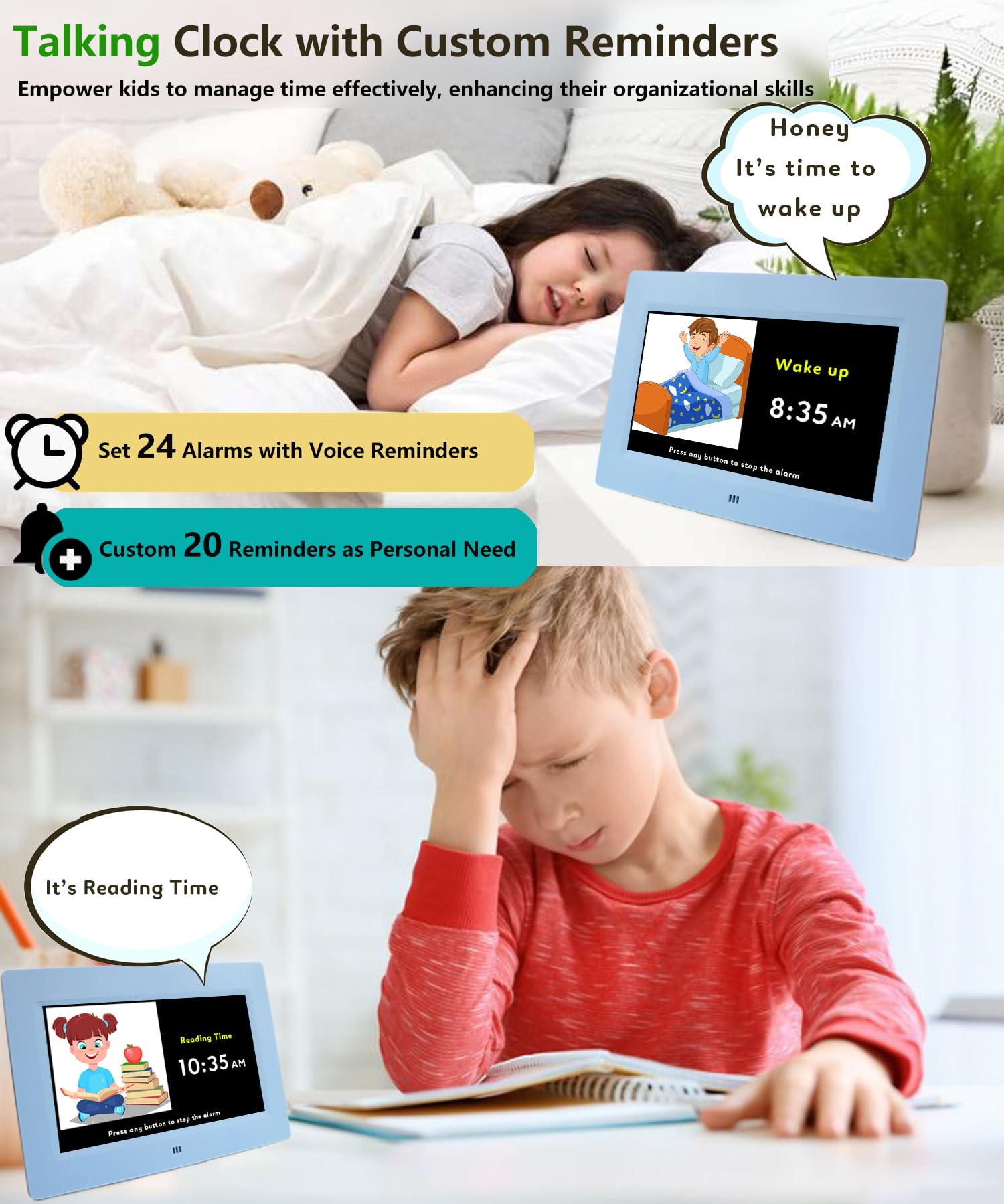 Snapklik.com : MASSII 2025 Digital Teaching Clock Talking Time, 24 ...