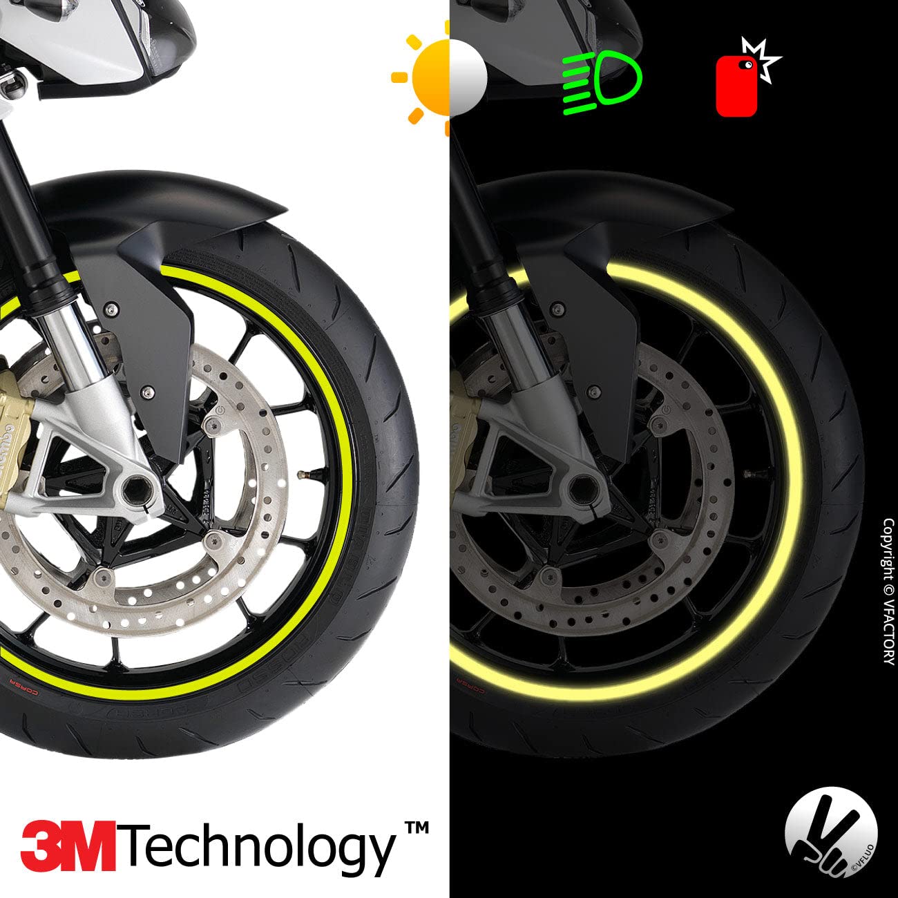 Snapklik.com : Motorcycle Reflective Wheel Stripes Kit, 1 Wheel Rim ...