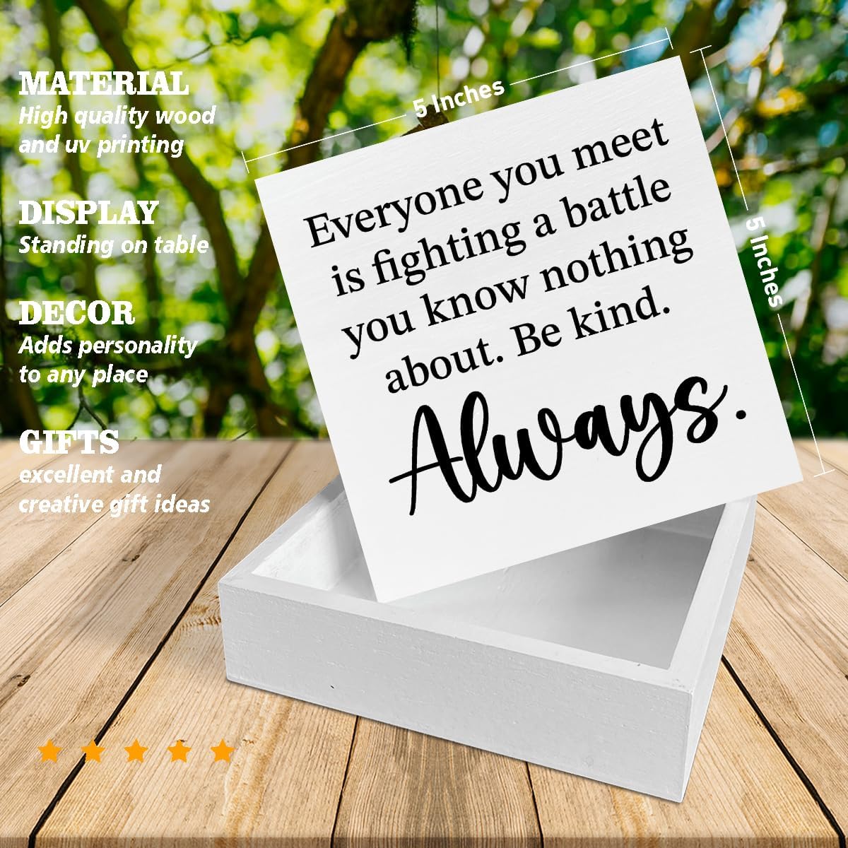 Letrero de madera con texto en inglés «Be Kind Always con texto en ...