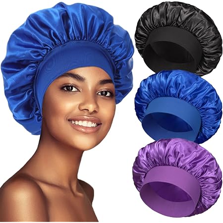 Amazon.com : 4Pcs Satin Bonnet Silk Bonnet, Hair Bonnet for Sleeping ...