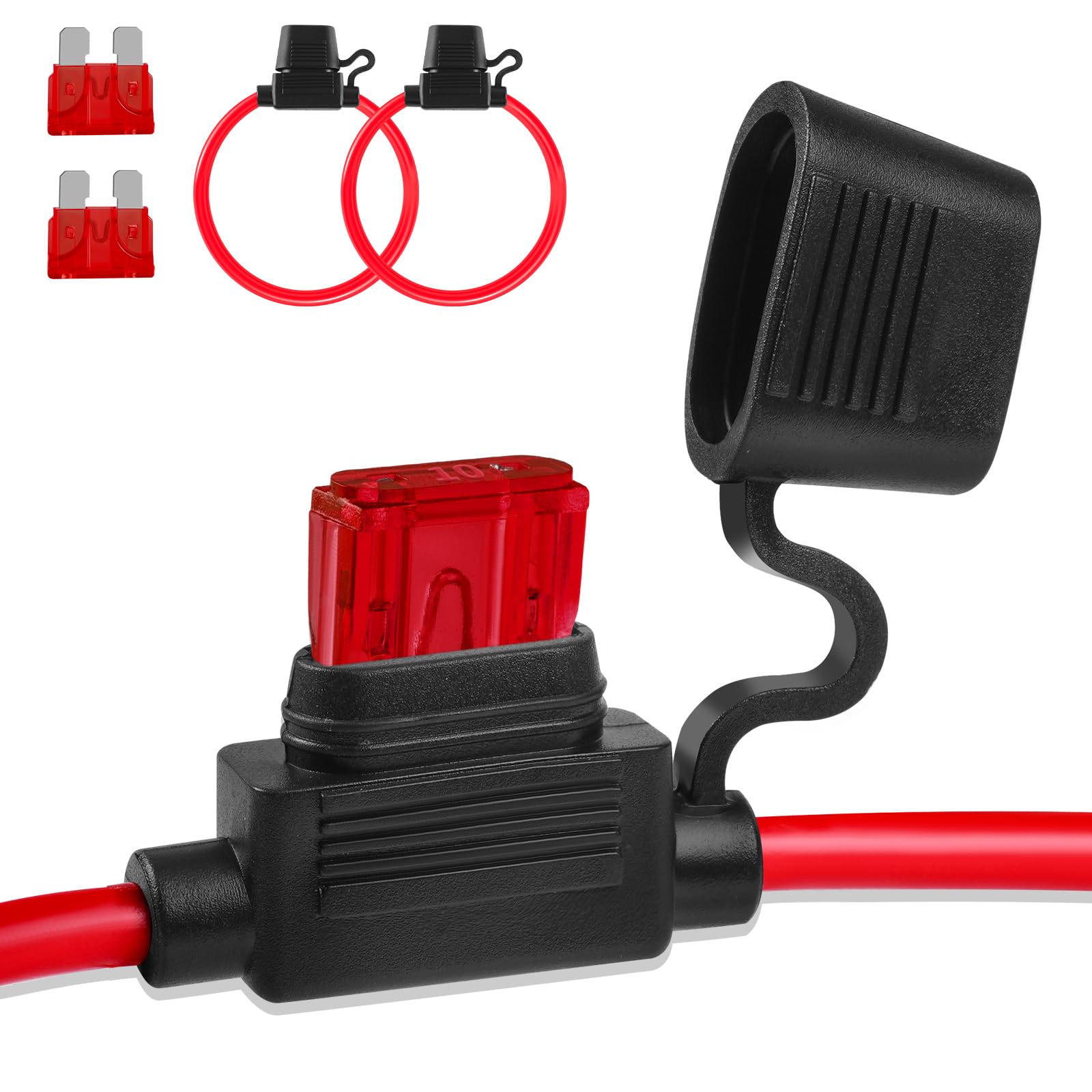 Snapklik.com : Inline Fuse Holder 12V 2 Pack, 18 AWG Waterproof Fuse ...
