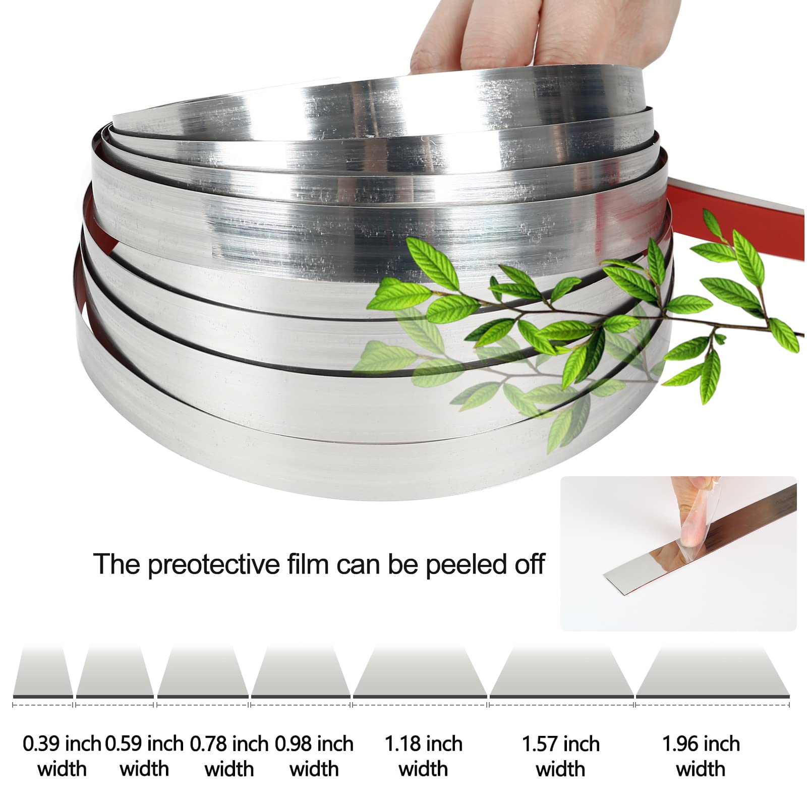 Snapklik.com : Copgge 164FT Silver Metal Strip Peel And Stick Mirror ...