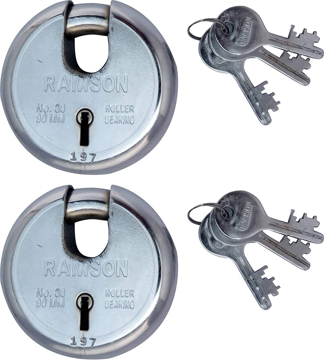 Ramson Steel No. 88 Round with 9 Levers Specially for Shutters/ Shutter Lock Office Use 90 MM ...