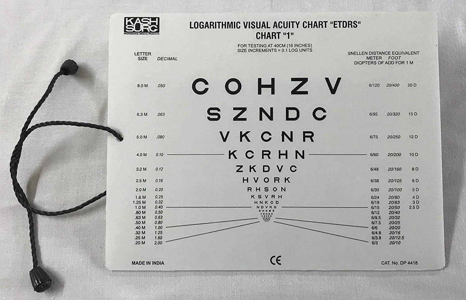 Amazon.com: Sloan Letter Near Vision Eye Chart with 16 Inch Cord by ...