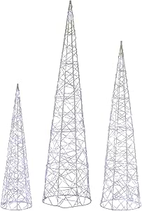 Amazon.com: Set of 3 LED Lighted Twinkling Cone Trees Christmas Yard ...