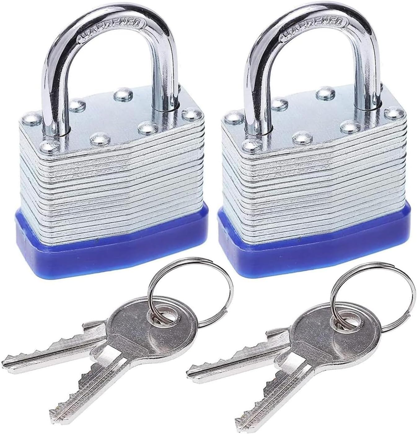 2 Pack - Laminated Steel Padlock with Key, Lock 1-1/4 in Wide Lock Body ...