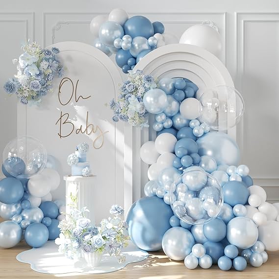 Amazon.com: Dusty Blue Balloon Arch Kit 108Pcs Double Stuffed Balloons Garland Including Dusty ...
