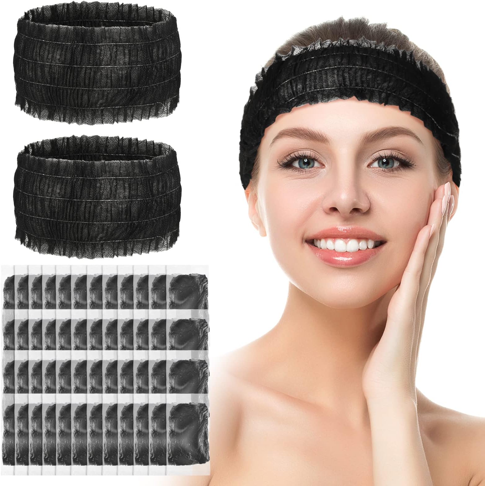 Amazon.com : APPEARUS Disposable Headbands Elastic Facial Spa Headband ...