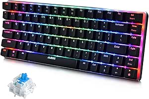 FELiCON AK33 Mechanical Keyboard Gaming, Blue Switches RGB LED Backlit ...