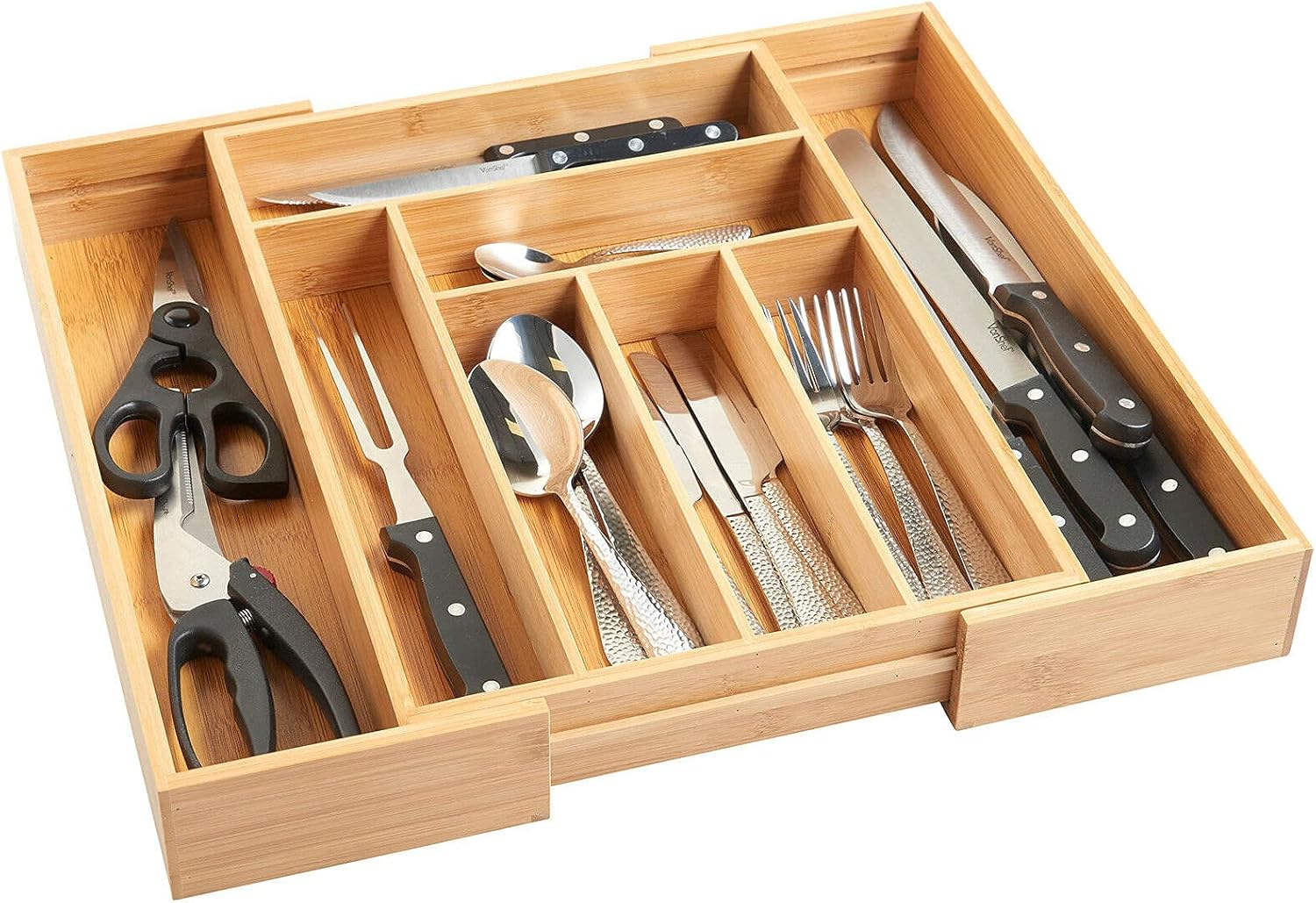 Walgreen® Bamboo Cutlery Tray. 6-8 Compartment Utensil Holder for ...