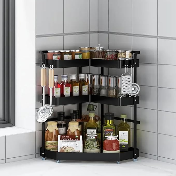 Kuber Industries Carbon Steel Corner Shelf Wall Mount Kitchen Rack ...