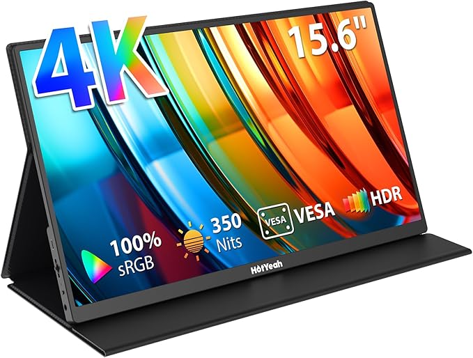 Amazon.com: HotYeah Portable Monitor 4K, 15.6'' 3840x2160 UHD USB-C ...