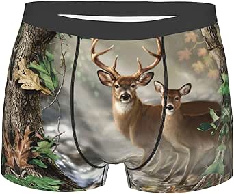 NOKOER Camouflage Deer Printed Men'S Boxer Briefs,Moisture-Wicking ...