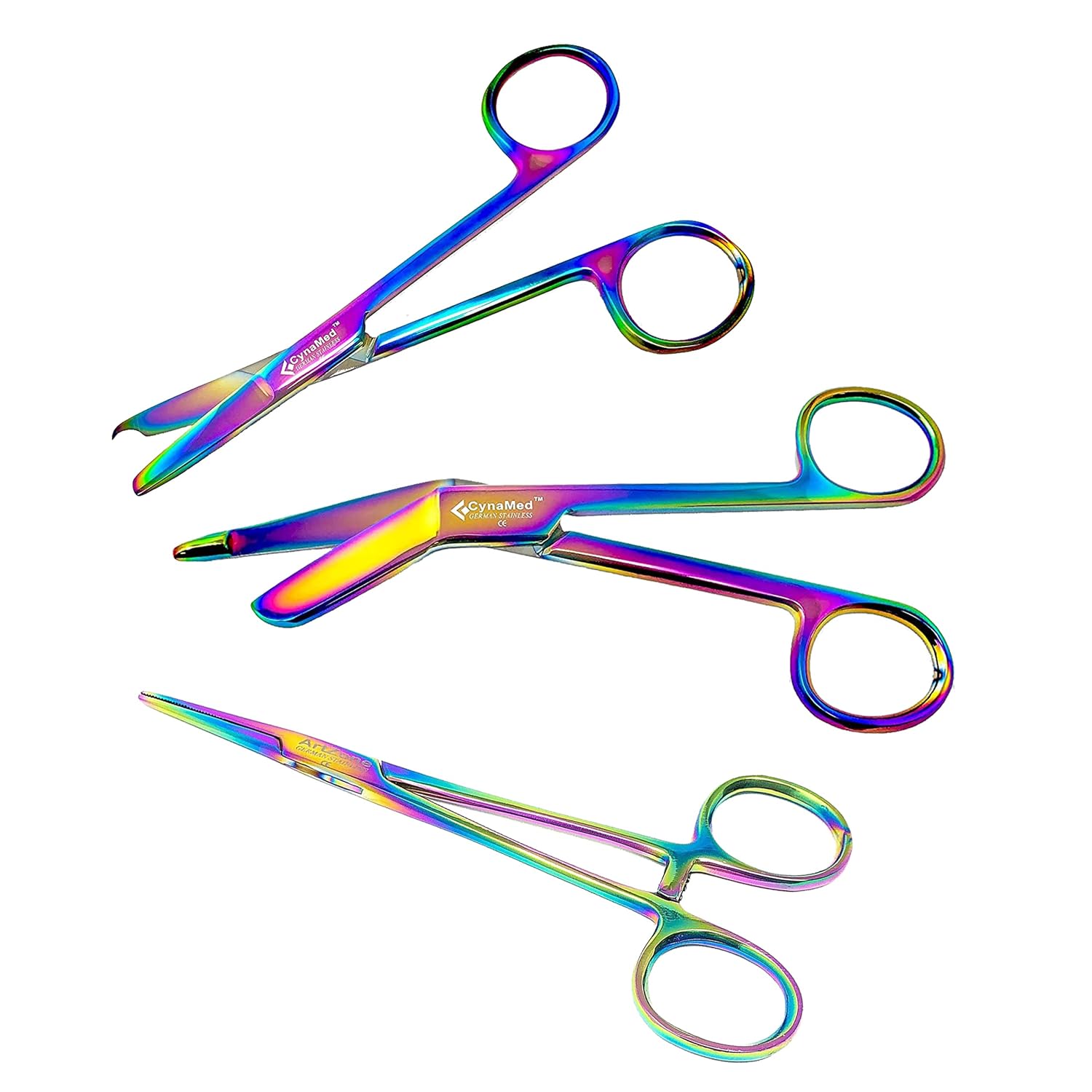 Cynamed Hemostat and Scissors with Multicolor Titanium Coating - Set of ...