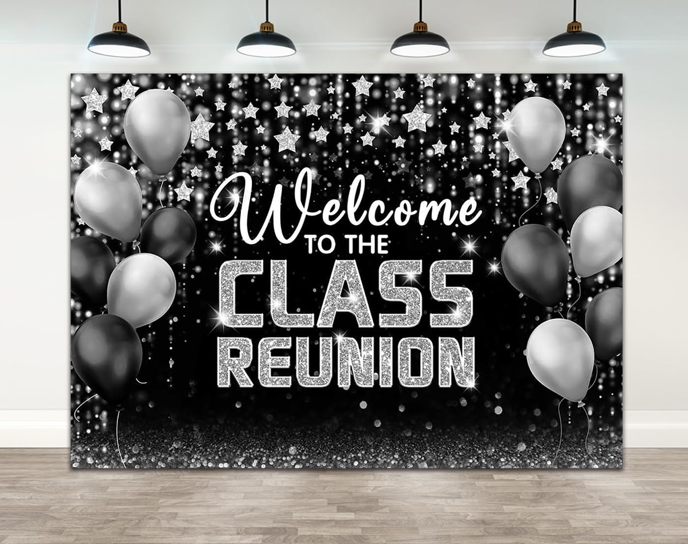 Amazon.com : Ticuenicoa Class Reunion Party Backdrop Silver and Black ...