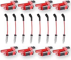 Amazon.com: ENA Set of 8 Round Red Ignition Coil UF414 Spark Plug Wire ...