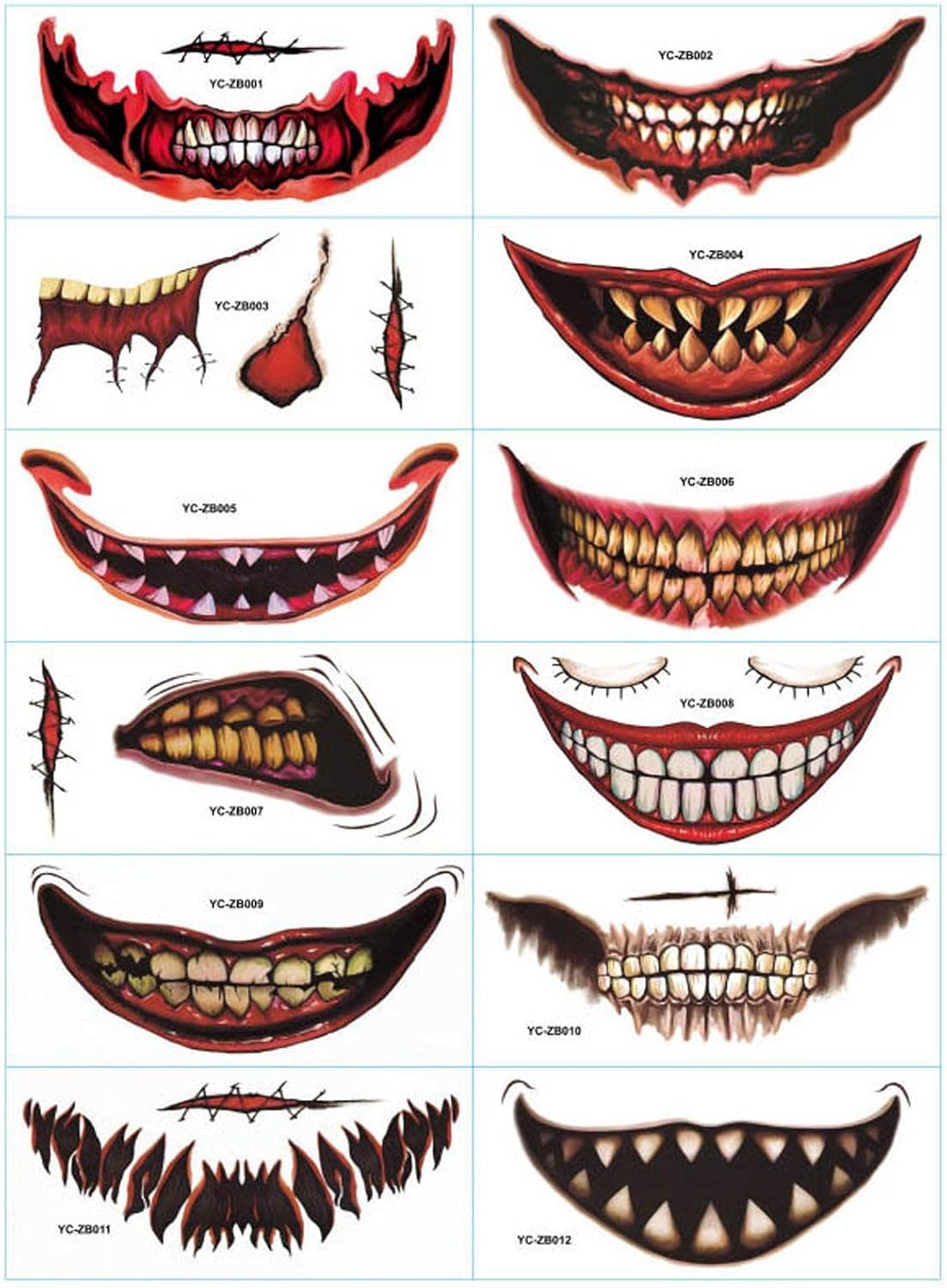 Halloween temporários - /conjunto dentes boca assustadora palhaço ...