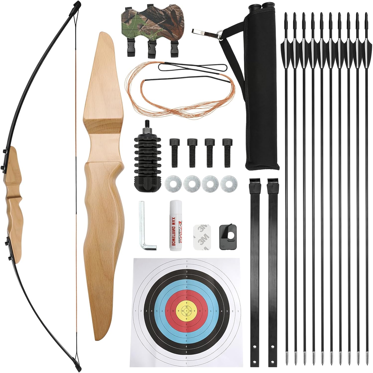 Amazon.com : Archery Recurve Bow and Arrows Kits-40lb，with 10 Arrows ...