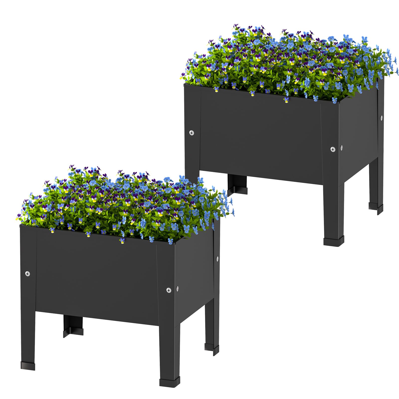 Amazon.com: aboxoo 14 Inch Mini Black Planter Raised Garden Bed with ...