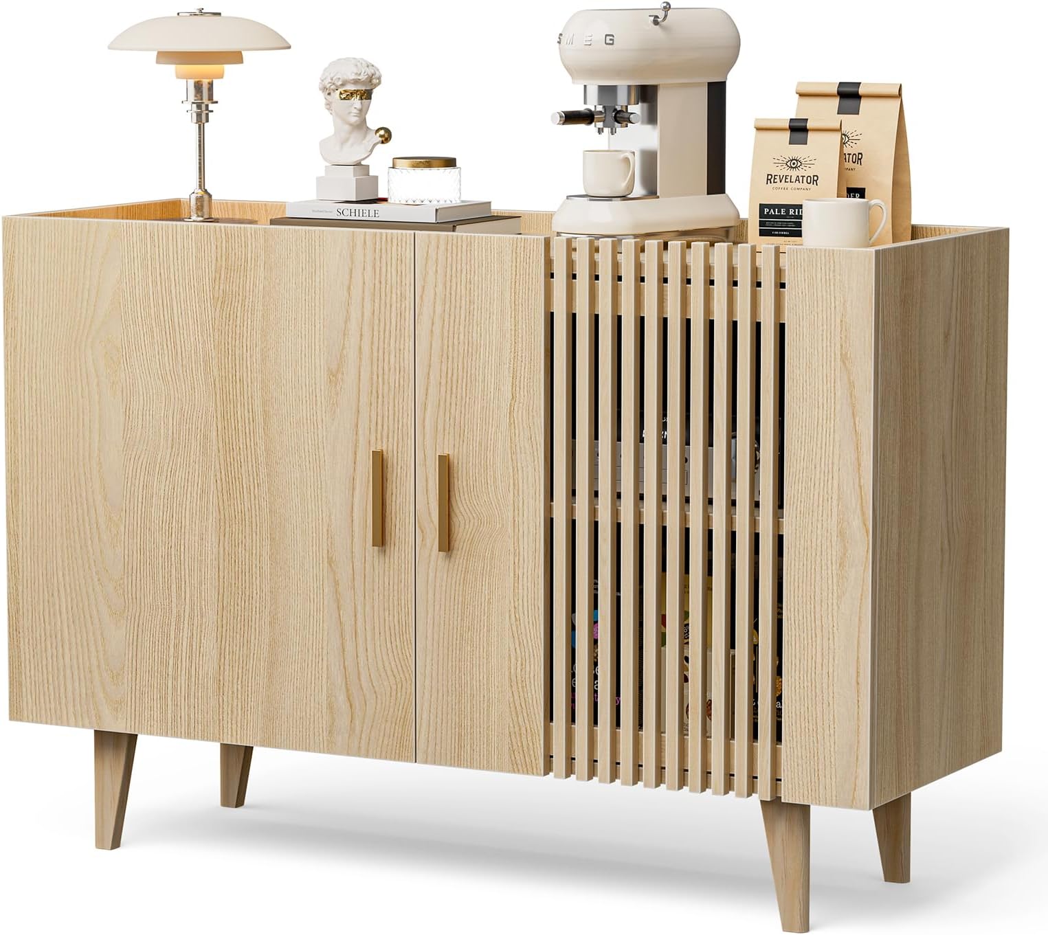 Amazon.com - AOVSA Buffet Storage Cabinet, Sideboard with Slatted Door ...