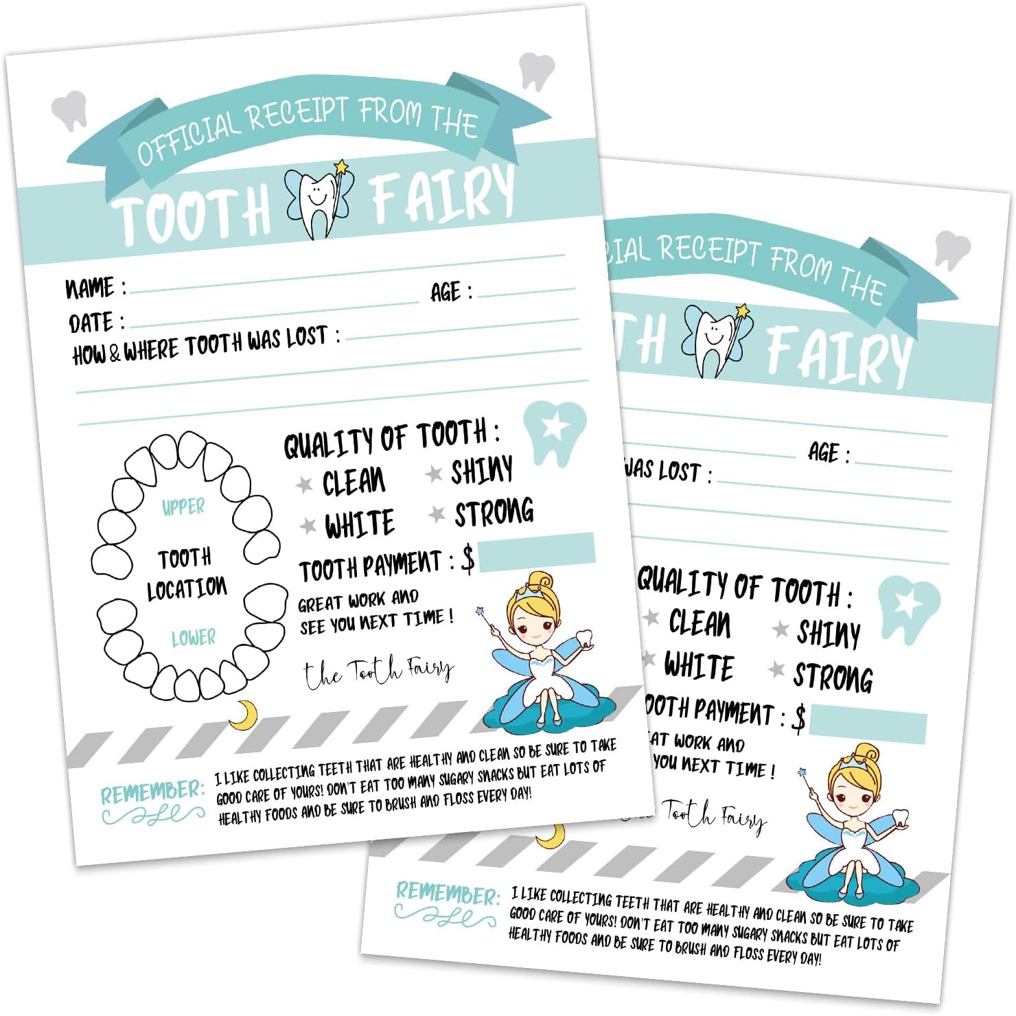 Amazon.com: Tooth Fairy Report Cards, Tooth Fairy Paper Certificate for ...