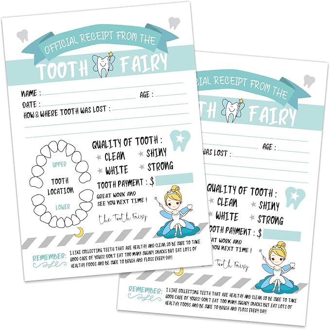 Amazon.com: Tooth Fairy Report Cards, Tooth Fairy Paper Certificate for ...