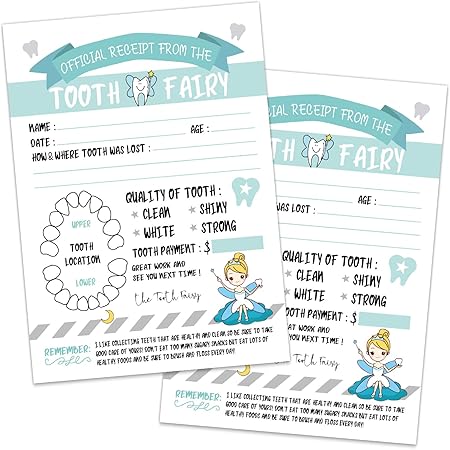 Amazon.com: Tooth Fairy Report Cards, Tooth Fairy Paper Certificate for ...