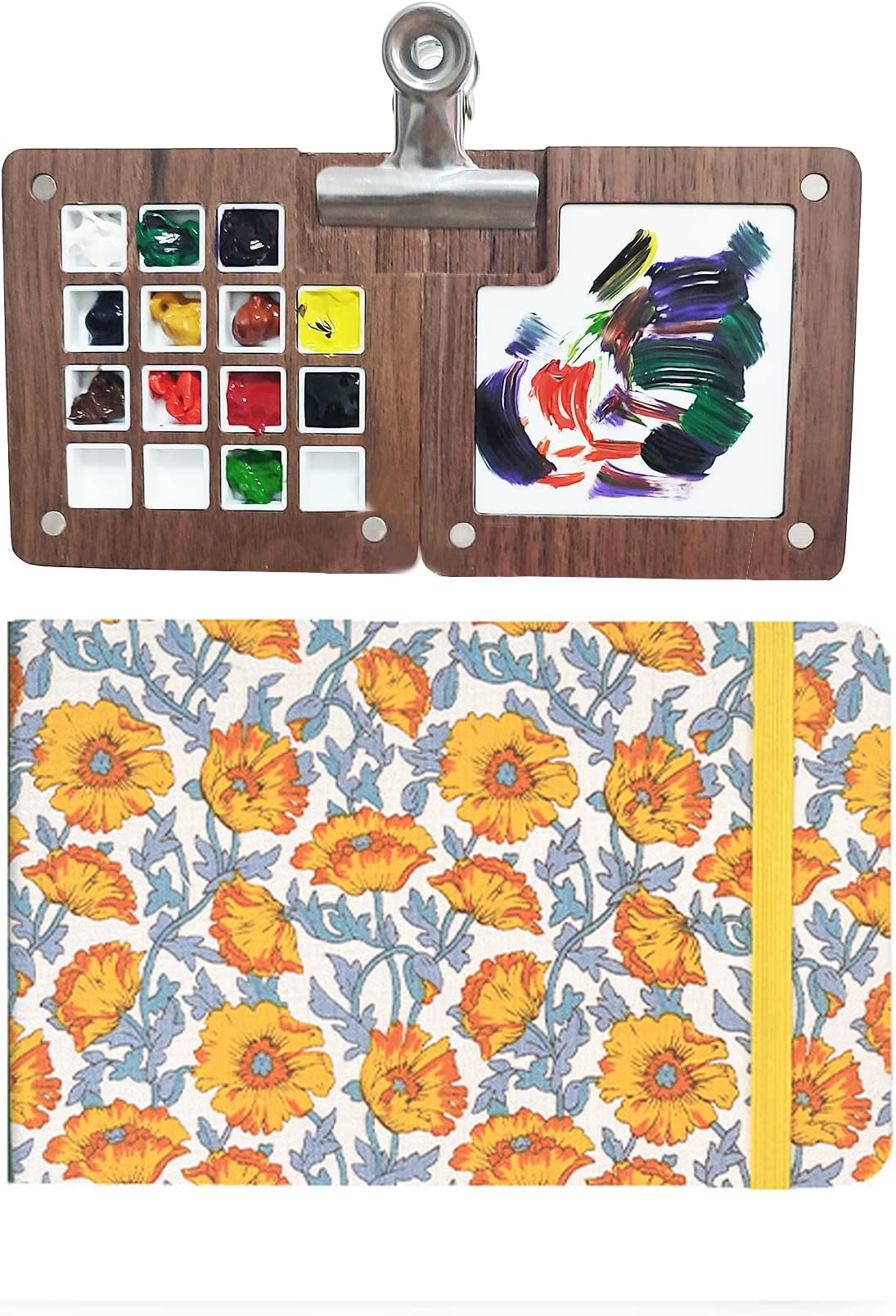 Amazon.com: 15 Color Wooden Grid Paint Box,Portable Sketchbook Palette ...