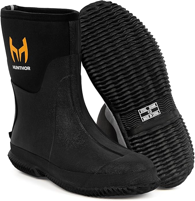 Amazon.com | Hunthor Rubber Boots for Men with Steel Shank, 6mm ...