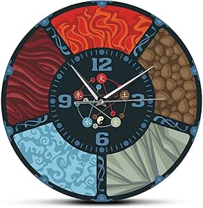 Amazon.com: AMZOC 12 Inch Round Wall Clock The Five Elements Cycle ...