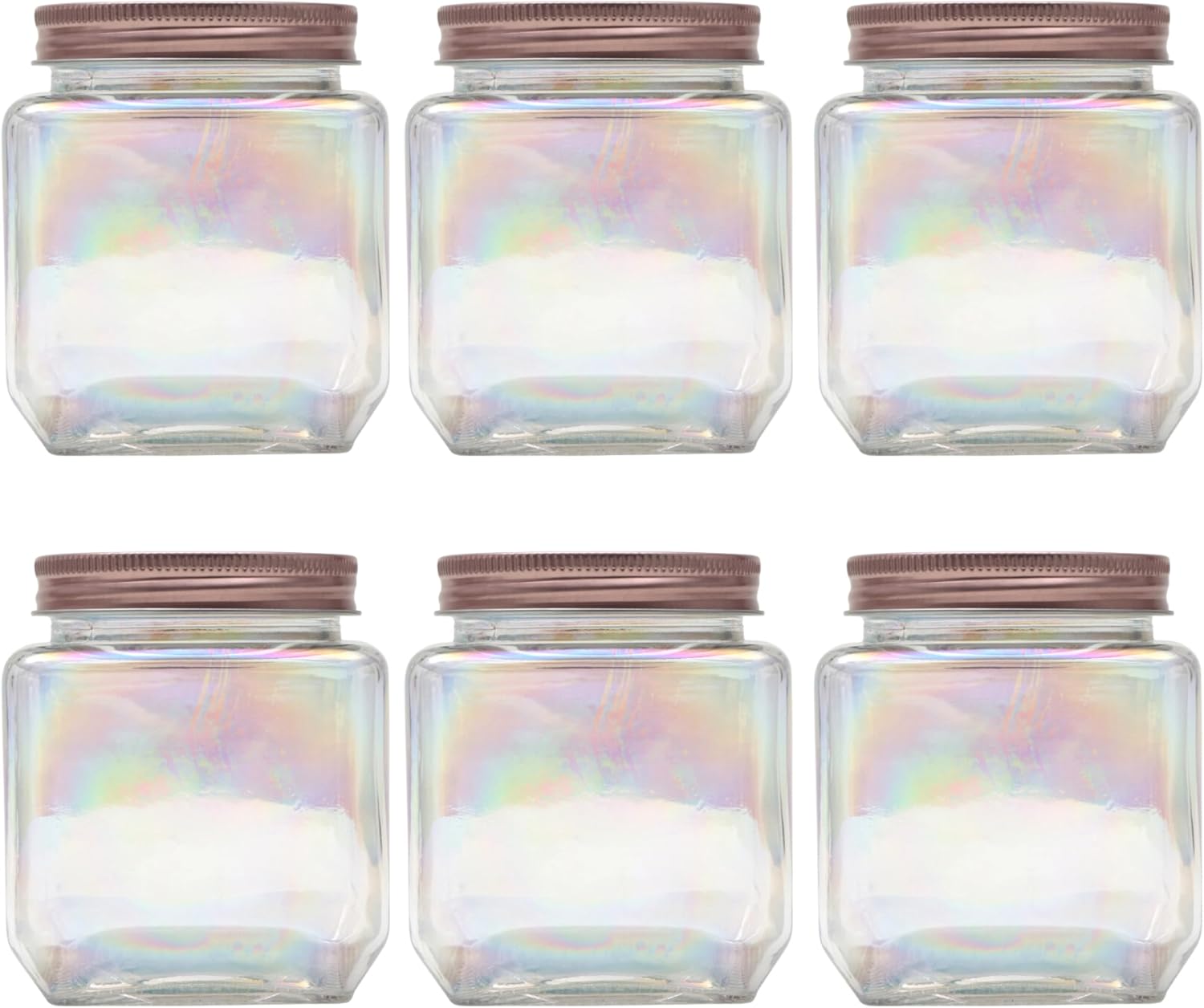 Amazon.com: 16 oz Irridescent Storage Jars with Rose Gold Lids (Pack of ...