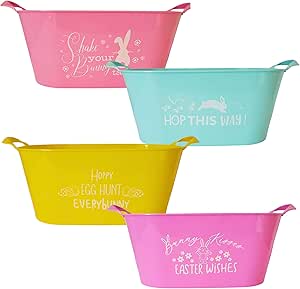 Amazon.com - BFL Easter Plastic Oval Containers with Handle, 16x8.5x6 ...