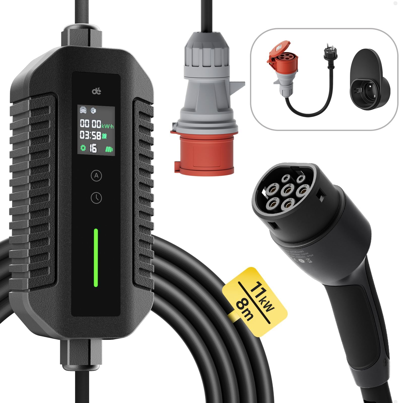 bokman Typ 2 Ladekabel mit CEE Stecker, 5 Meter | 6-16A | 11kW | 3 ...