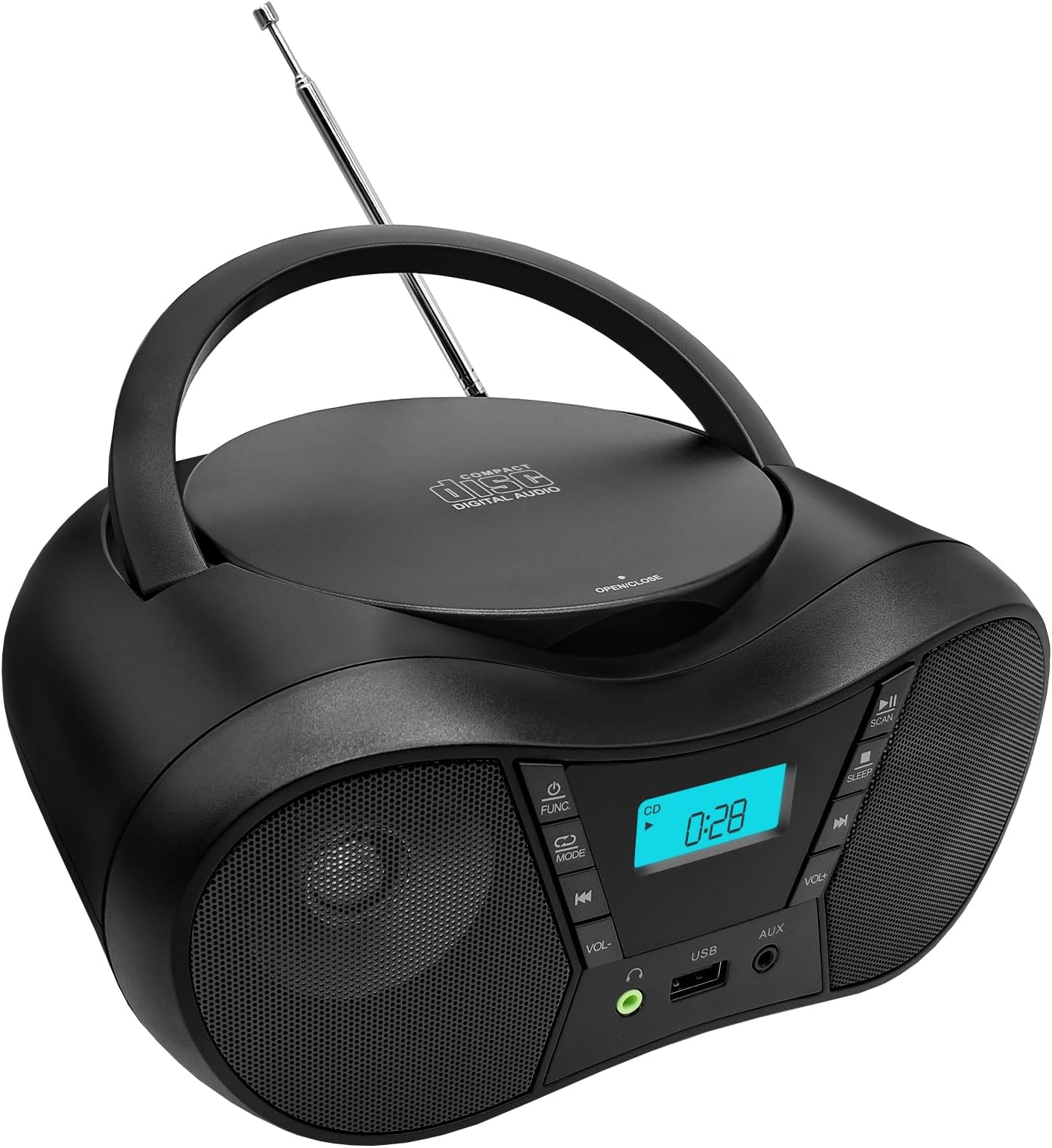 CTDZLED Portable CD Player Boombox with FM Radio Speaker, AC/Battery ...