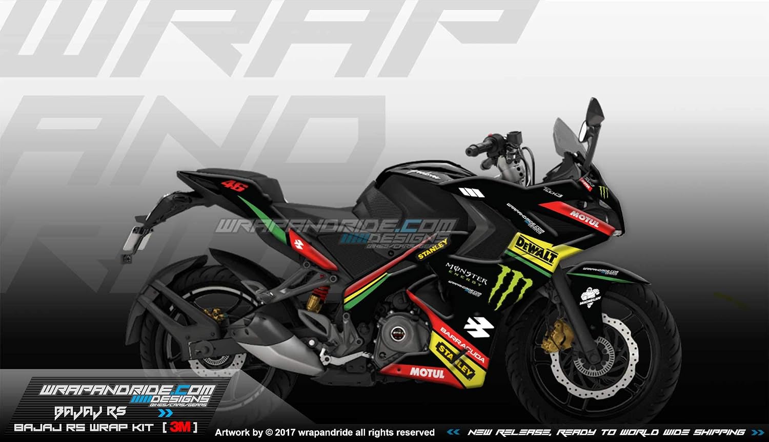 wrap and ride Bajaj Pulsar Rs 200 1.0 Design Full Body Wrap - Decal ...